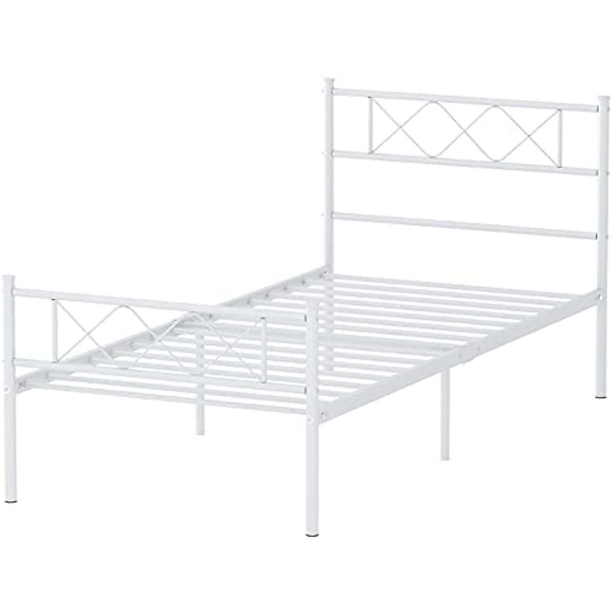 Weehom Twin Bed Frames for Kids Mattress Foundation No Box Spring Needed Large Storage Space Platform Bed Twin White