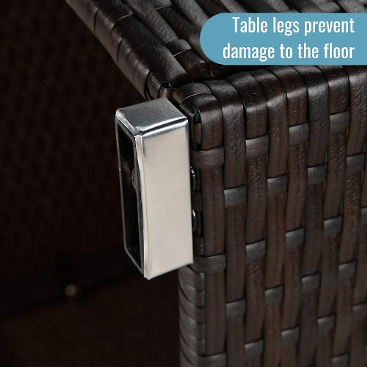 HomSof 6-Piece PE Rattan Wicker Sectional Cushioned Sofa Sets with 1 Red Pillow, Blue + Brown