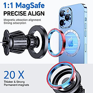 for iPhone MagSafe Car Mount Vent【Strongest Magnets】 Magnetic Phone Holder for Car air Vent【360° Adjustable】MagSafe Accessories for iPhone 14 Pro Max 13 12 Pro Plus Mini &MagSafe Case & All Phones