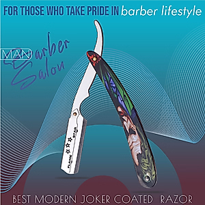 Joker Coated Barber Straight Edge Salon Hair Cut Razor 100% Stainless Steel with Blades By "FLAME STAR"