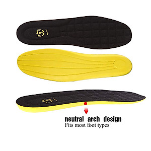 Wnnideo Thick Memory Foam Shoes Insert with Arch Support - Premium Cushioning Orthopedic Shoe Insoles for Heel Pain & Plantar Fasciitis, Running, Hiking, Working Men & Women (Black 11)