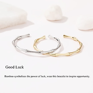 GIEIWIW Gold Plated Bangle Bracelets for Women Mother's Day gifts Adjustable Charm Bracelets Cute Bamboo Design Gold Bracelet for Women Valentines Day Gifts(Gold)