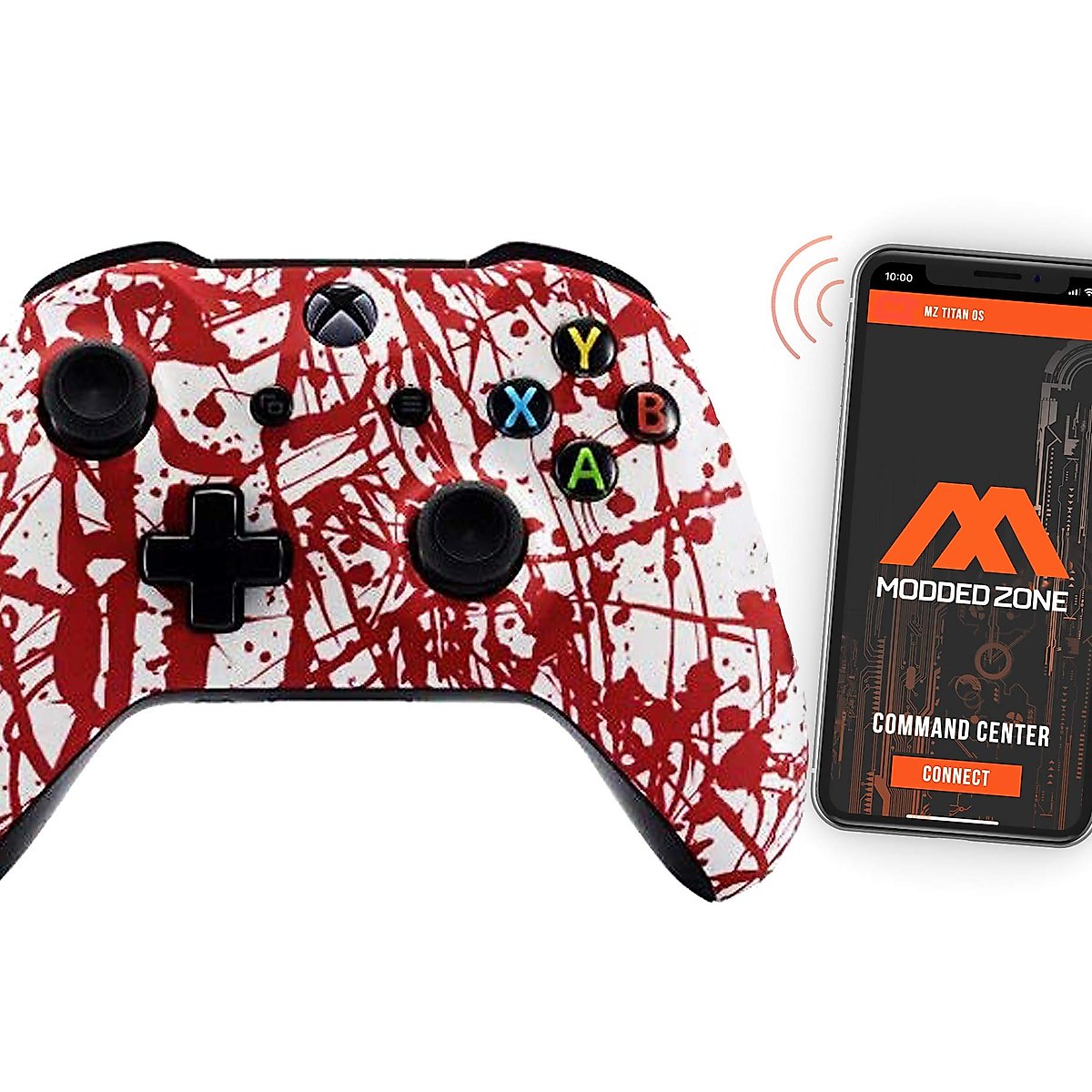 MODDEDZONE Custom MODDED Wireless Controller for Xbox One S/X and PC - With Unique Smart Mods - Best For First Person Shooter Games - Handcrafted by Experts in USA with Unique Design - Blood Splatter