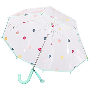 ThreeH Kids Dots Bubble Umbrella with Easy Grip Handle 8 Shatterproof Fiber Ribs 28 Inch Extended Canopy Great Birthday Party Christmas,Green