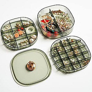 Sunkaioo Acrylic Jewelry Organizer,Stackable 3-Layers Clear Jewelry Box with Lid,Jewelry Boxes for Women Girls,Earring Organizer Display Holder for Earrings Ring Studs Bracelet Necklace Crafts(Green)