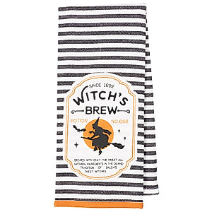 KAF Home Pantry Appliqué Halloween Dish Towel Set of 4, 18 x 28-inch (Witch's Brew)