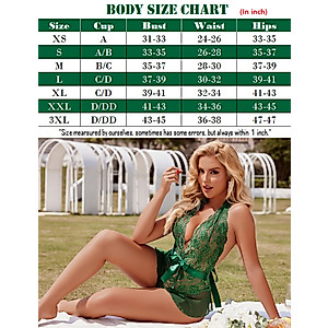 Avidlove Womens Lace Teddy Lingerie Mesh Babydoll Dress Deep V Lace Bodysuit Green X-Large