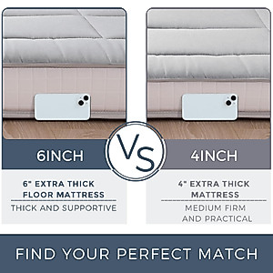 MAXYOYO 6" Extra Thick Floor Futon Mattress, Foldable Japanese Floor Mattress for Adults, Roll Up Tatami Pad for Guest Room, Grey, Twin