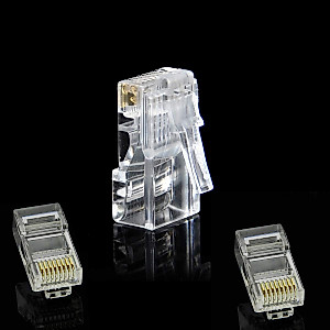 RJ45 Cat5 Cat5e Connectors End Pass Through Gold Plated 8P8C UTP Ethernet Network Plug(100Pack)