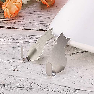 Zerodeko 16 Pack Adhesive Hooks Hat Hooks Hanger for Wall, Waterproof Stainless Steel Wall Hangers Sticky Hooks for Hanging Bathroom Kitchen Stick on Wall Hooks Cute Cat Shape