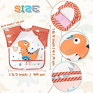 R HORSE 5Pcs Short Sleeved Bib for Baby Toddlers Waterproof Sleeved Bib with Crumb Capacity Pocket Animals Baby Bib Infants Feeding Bib with Deer Flamingo Lion Pattern for Baby Shower Age 0-36 months