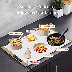 Silicone Food Warming Mat, Portable Electric Heating Tray with 3 Adjustable Temperature Settings Safety Lock Kitchen Warmer Mat Roll Up Family Party Indoor Outdoor Camping Thanksgiving