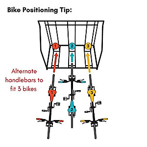 3 Bike Stand Rack with Storage – Great for Parking Road, Mountain, Hybrid or Kids Bikes – Garage Organizer - Helmet - Sports Storage Station - Black