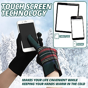 JenPen 4 Pairs Women Plaid Winter Gloves Touch Screen Plaid Pattern Gloves Tartan Fleece Thick Warm Mittens Women's Cold Weather Gloves, 4 Colors