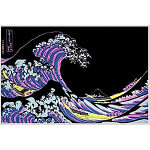 Great Wave Off Kanagawa Katsushika Hokusai Japanese Art Vaporwave Cool Psychedelic Trippy Hippie Decor UV Light Reactive Black Light Eco Blacklight Poster for Room
