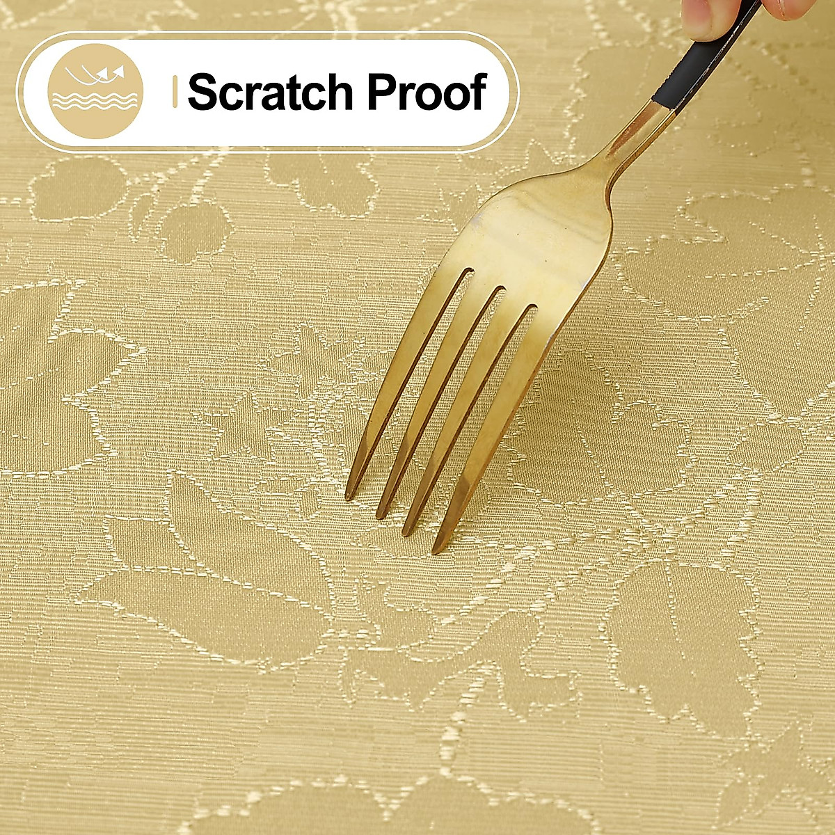 misaya Rectangle Fall Jacquard Tablecloth, Maple Leaf Damask Table Cloth, Waterproof Fabric Table Cover for Harvest and Thanksgiving Decorations (60" x 120", Yellow)