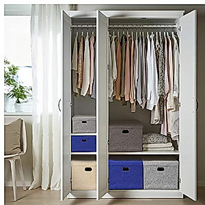 Storage Bins with Lids, Collapsible Linen Fabric Storage Box, Clothes Toy Organizer, Cubes Basket Containers with Cover for Cabinet Bookcase Boxes Home Bedroom(Gray, Large(17.7x11.8x11.8inch))