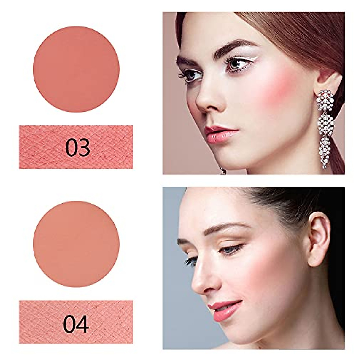 CCbeauty 8 Colors Face Blush Palette Matte Shimmer Professional Natural Long Lasting Lightweight Portable Foundation Contour Highlight Pressed Powder Makeup Palette for Women Girls