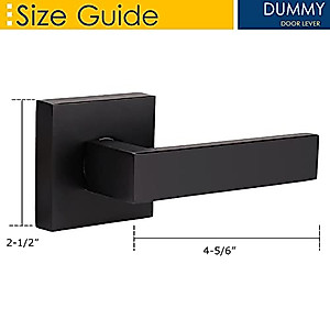 home improvement direct No Lock Dummy Door Lever, Single Sided Door Handle Without Lock for Interior Use, Non-Turning Matte Black Suqare Heavy Duty Lever Set 2 Pack