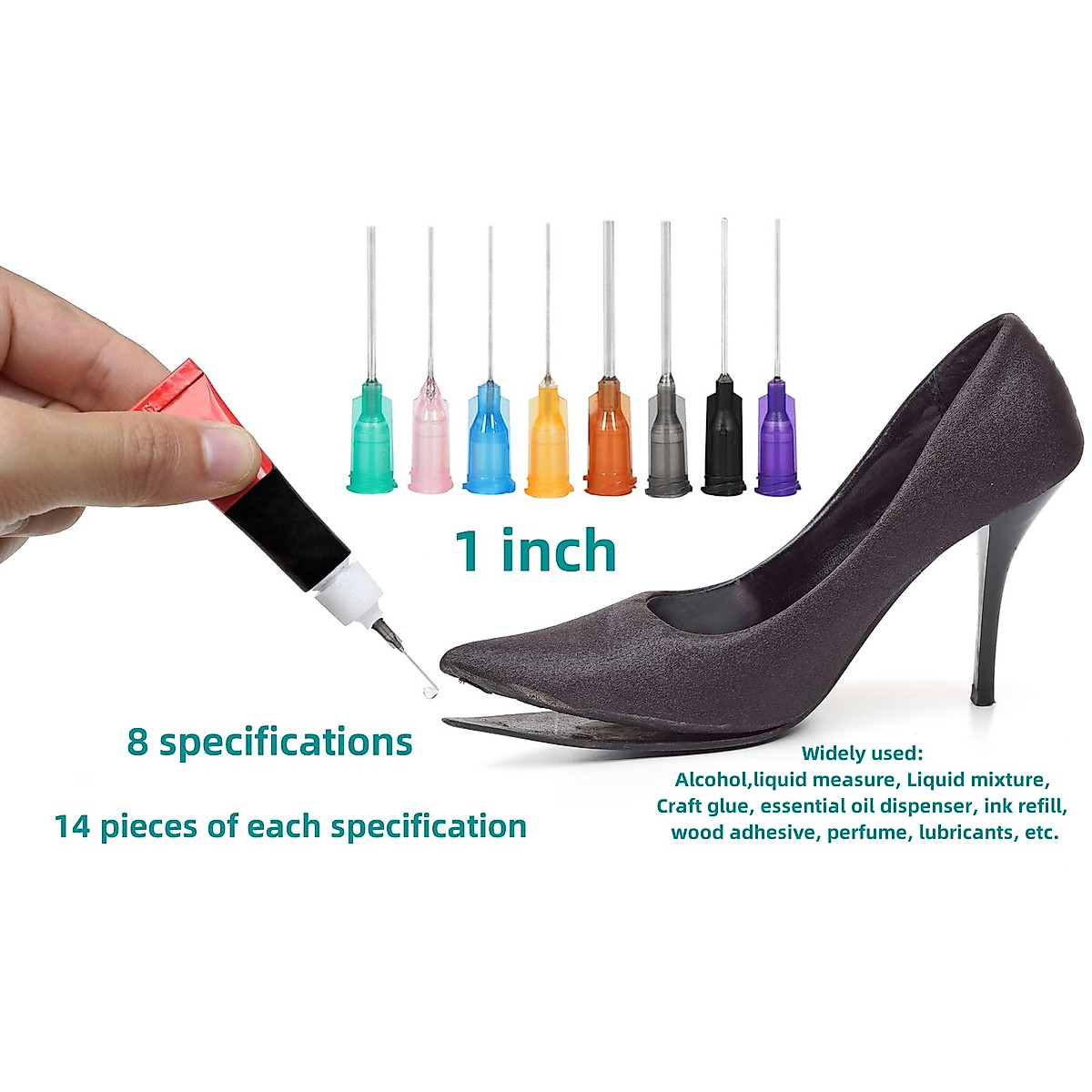 112 Pcs Glue Blunt head, Elbow and Straight Blunt Glue head, Industrial Liquid Dispenser, for Oil, Glue, Applicator and In filling (1 Inch)