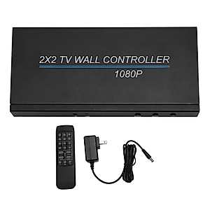 HDMl Video Wall Controller 1920x1080P 60Hz, Video Wall Processor with Remote Control, 2x2 1x2 2x1 1x3 3x1 1x4 4x1 TV Wall Controller for 4 TV Splicing Display (US Plug)
