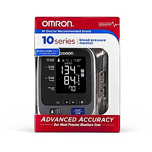 Omron 10 Series Upper Arm Blood Pressure Monitor; 2-User, 200-Reading Memory, Backlit Display, TruRead Technology, BP Indicator LEDs by Omron