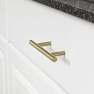 Amazon Basics Euro Bar Cabinet Handle (1/2-inch Diameter), 5.38-inch Length (3-inch Hole Center), Golden Champagne, 25-pack