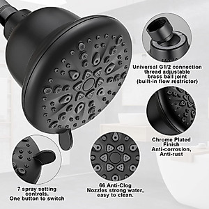 Cobbe High Pressure 7-mode Filtered Shower Head - Luxury Modern Black Look - 16 Stage Shower Head Filter for Hard Water for Remove Chlorine and Harmful Substances