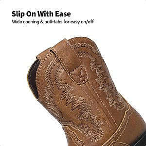 DREAM PAIRS Toddler Boys Girls Cowboy Boots Western Square Toe Riding Mid Calf Boots Sdbo2307K Brown Size 8 Toddler