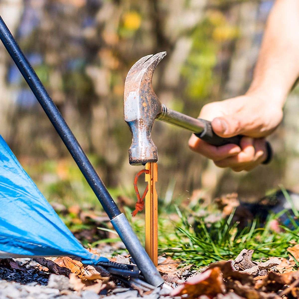 12 Pack Tent Stakes, 7075 Ground Metal Camping Aluminum Tent Pegs, Lightweight Tent Stakes Heavy Duty Spikes Camping Accessories, Orange