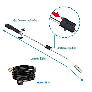 Weed Burner Propane Torch Kit ，10 FT Gas Tank Conversion Hose， Portable Outdoor Lawn and Garden Torch