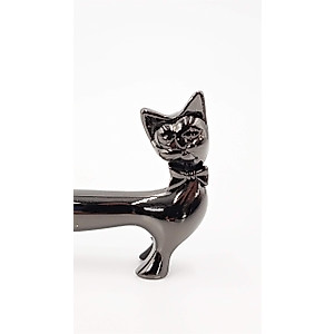 Cat Chopstick Rest Stainless Steel Spoon Fork and Knife Rests (Black)