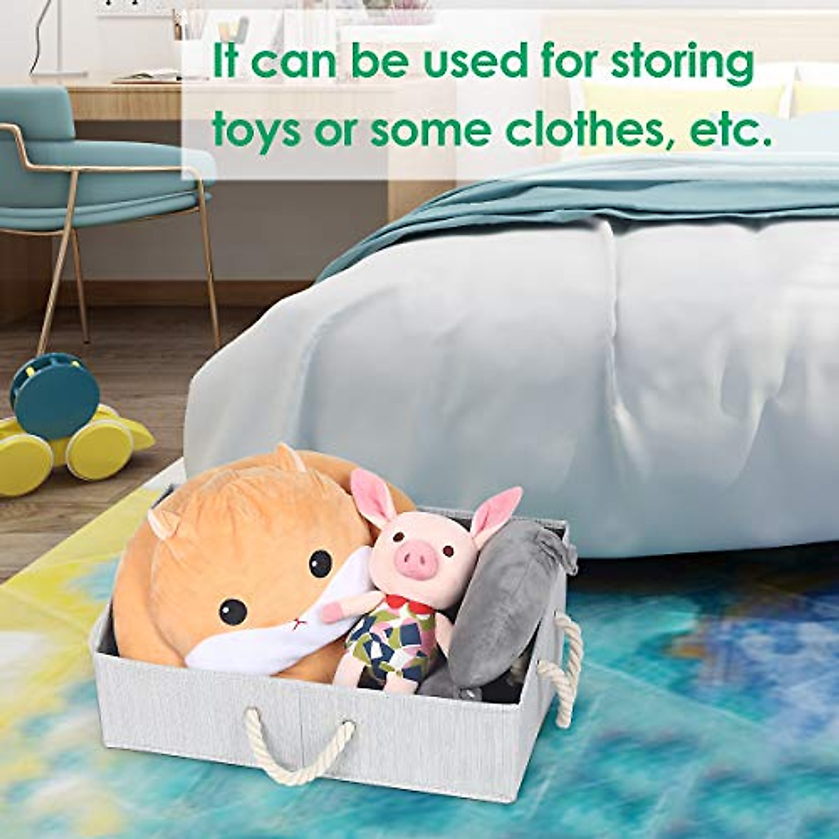 TomCare 4-Pack Storage Baskets Foldable Trapezoid Storage Box Fabric Cube Storage Box Storage Cubes with Durable Rope Handles Cube Organizer Storage Containers for Living Room Bedroom Office (Grey)