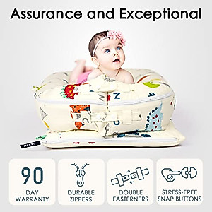 Baby Lounger Cover for Dockatot Deluxe + | Premium Quality Newborn Lounger Cover | 100% Cotton Hypoallergenic Extra Cover [Fits Deluxe+] (Cover Only) (Dino)