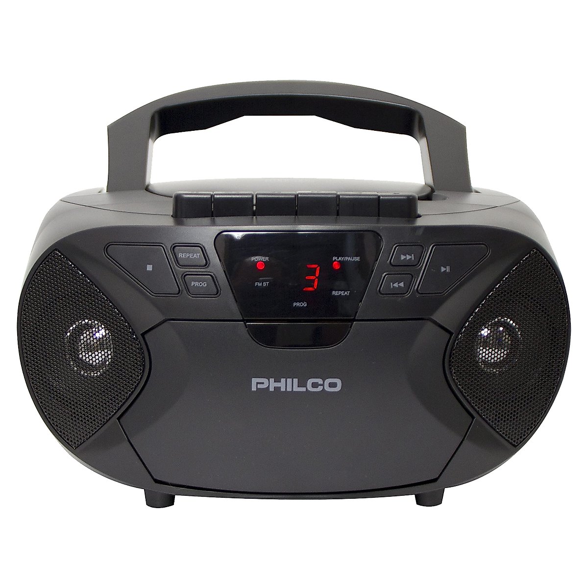 Philco Portable Bluetooth Boombox with CD and Cassette Player | Cassette Recorder | Connect to Headphones | CD Player is Compatible with MP3/WMA/CD-R/CD-RW CDs | 3.5mm Aux Input | AC/Battery Powered