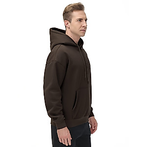 THE GYM PEOPLE Men's Fleece Pullover Hoodie Loose Fit Ultra Soft Hooded Sweatshirt With Pockets Brown