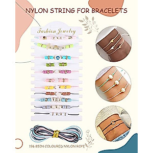 BOZUAN 4 Boxes 14220 PCS Polymer Clay Beads for Bracelet Making Kit for Teen Girls Ages 6-12, Jewelry Making Kit with White Turquoise, Volcanic Stones, Obsidian, Crystal Stones and So On