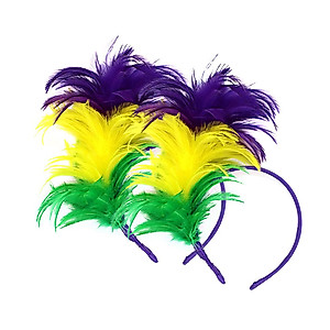SunnyPro Mardi Gras Accessories for Women Mardi Gras Outfit Headband Headpiece Feather Fascinator
