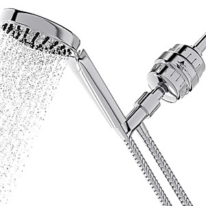 Aqua Earth Shower Filter For Hard Water Shower Head Filter to Remove Chlorine Fluoride Water Softener Coconut Shell Activated Carbon Reduces Dry Itchy Skin Heavy Metals Other Sediments Vitamin C