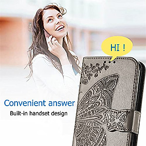 HUANGTAOLI Phone Case for Oppo Reno8 Pro 5G, Butterfly Embossed Wallet Case Card Slots Flip Cover for Oppo Reno8 Pro 5G