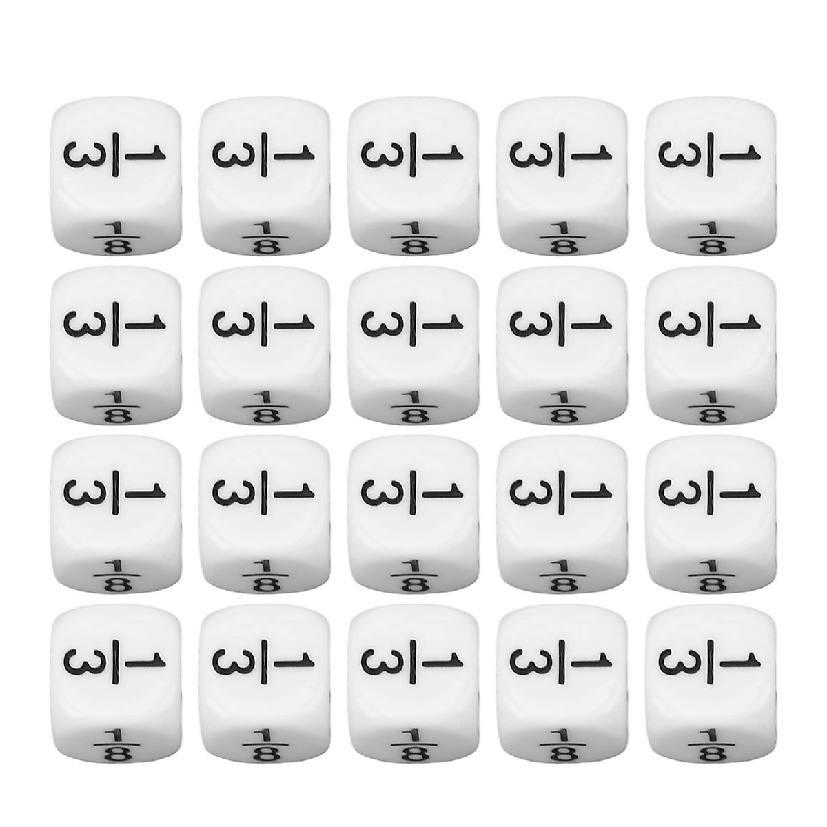 Fractional Number Dice, 20 PCS Intelligence Development White Fraction Dice for Children Toys