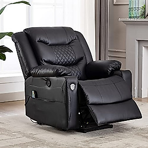 EVER ADVANCED Power Lift Recliner Lift Chairs Recliners for Elderly,Infinite-Position Lift Chair to 150 Degree,Heat and Massage by Remote Control,Cup Holders & USB in Bedroom or Living Room,Black