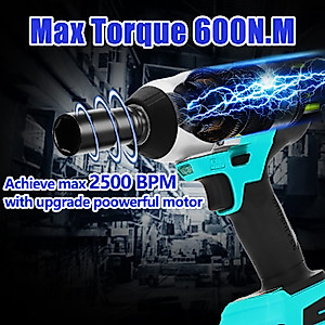 NCOEN 600N.m 1/2 Impact Driver 2 x 4.0 Batteries Cordlss Impact Wrench max torque 450ft/lbs, with 4 sockets and portable carrying case for home garden Blue Impact Gun