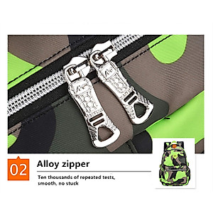 XLERHAZO School Backpack Lunch Box Set Water Repellent Casual Daypack Lightweight Bookbags for Kids (Camouflage Blue)