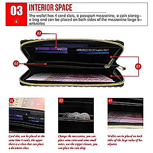 MORNWORLD PU Leather Thin Travel Wallet for Women Wolf head pattern Multi-Card Holder Clutch Bag Purse (colour3)