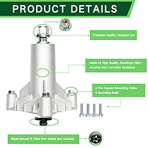 TENGMUJX 2 Pack Spindle Assembly Replaces AYP 130794 532130794 128285 with 3 Mounting Bo LTS and Blade Mounting B OLT, Mounting Holes are Threaded