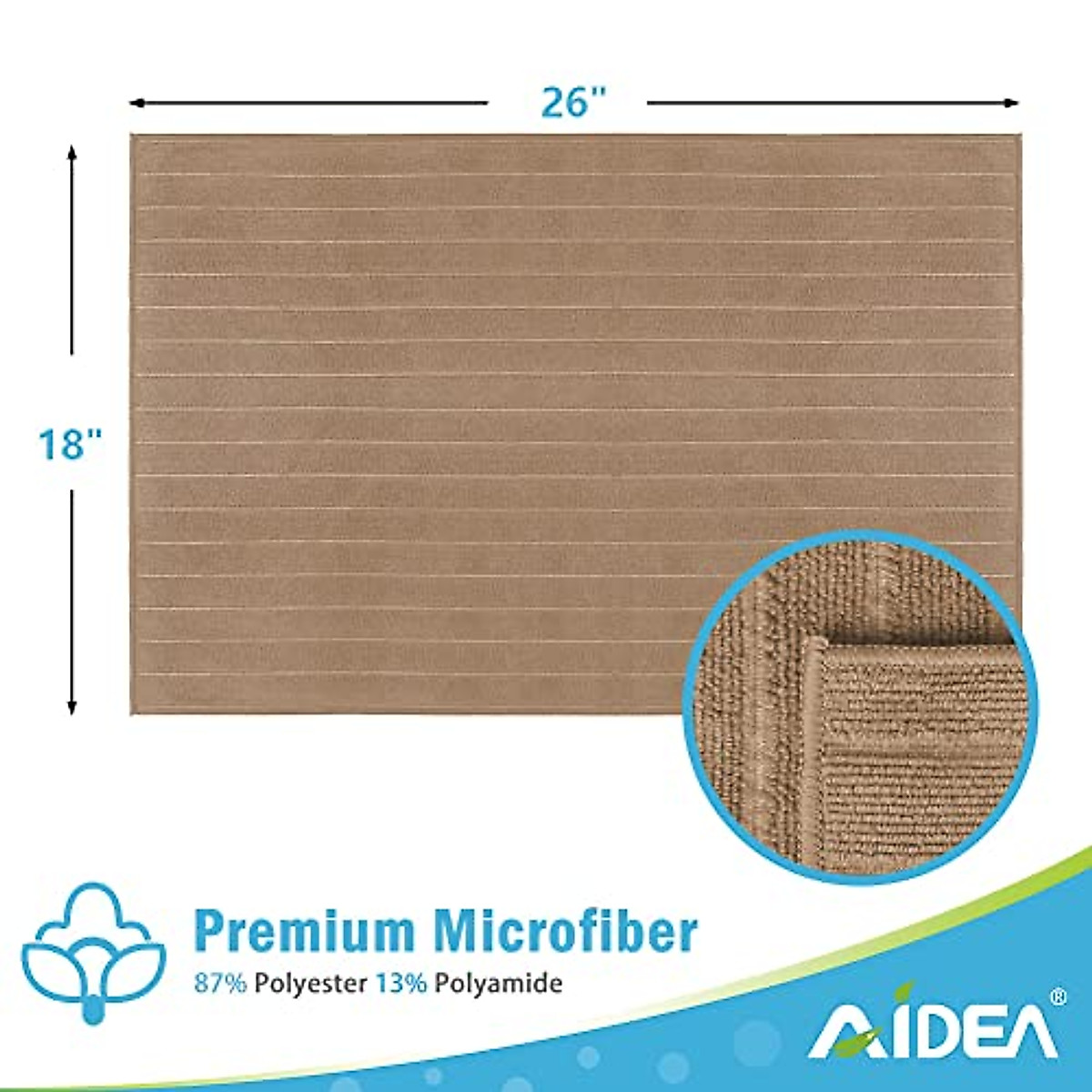 AIDEA Microfiber Kitchen Towels-8 Pack, 18"x26", Super Absorbent, Multi-Purpose Dish Towels for Home, Kitchen-Brown