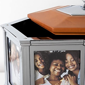 Perfect Memorials Custom Engraved Large Rotating Memories Cremation Urn (320 Cu/in) - Urn for Human Ashes/6 Photos/Spins 360 Degrees/Custom Plaque