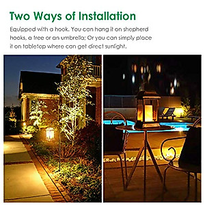 TomCare Solar Lights Upgraded, 43" Waterproof Flickering Flames Solar Powered LED Solar Hanging Lanterns Patio Lights for Patio Garden Backyard