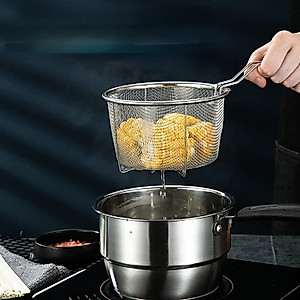 french fries basket Stainless Steel Multifunction Pot With Lid Deep Fryer With Basket Steamer French Fries Soup Noodle Induction Cooker Gas fried food basket